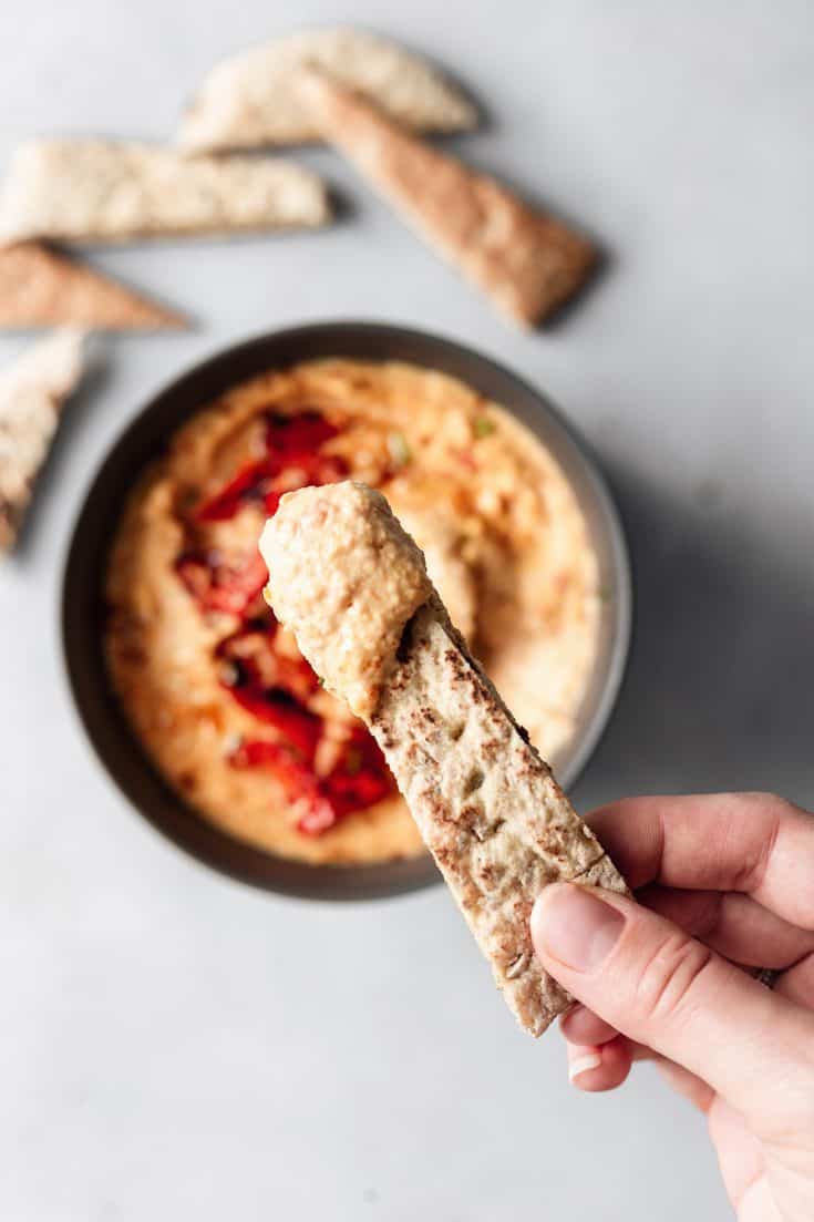 Spicy Roasted Red Pepper Hummus - Cupful of Kale