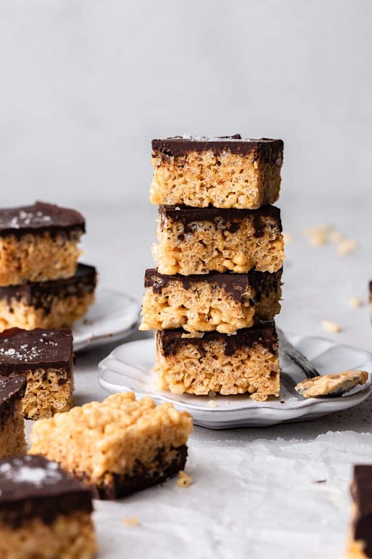 Peanut Butter and Chocolate Rice Crispy Bars - Cupful of Kale