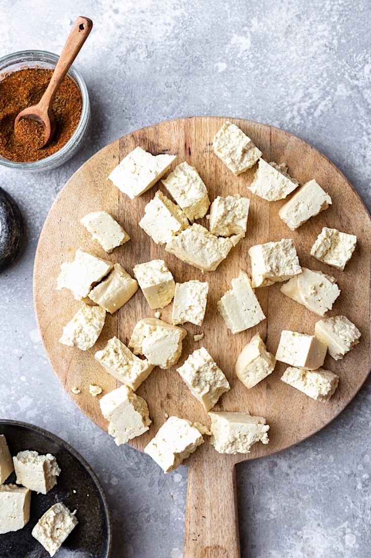 Fried Cajun Popcorn Tofu with Creamy Cajun Maple Ranch - Cupful of Kale
