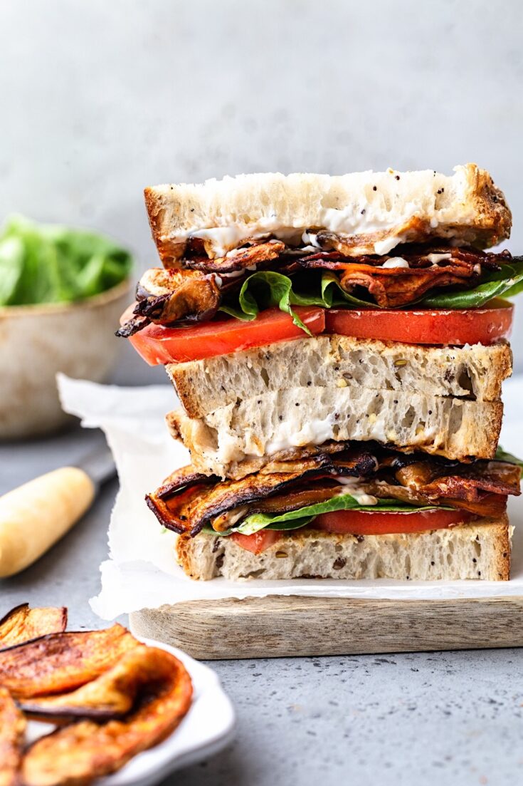 Vegan Eggplant BLT Sandwich - Cupful of Kale