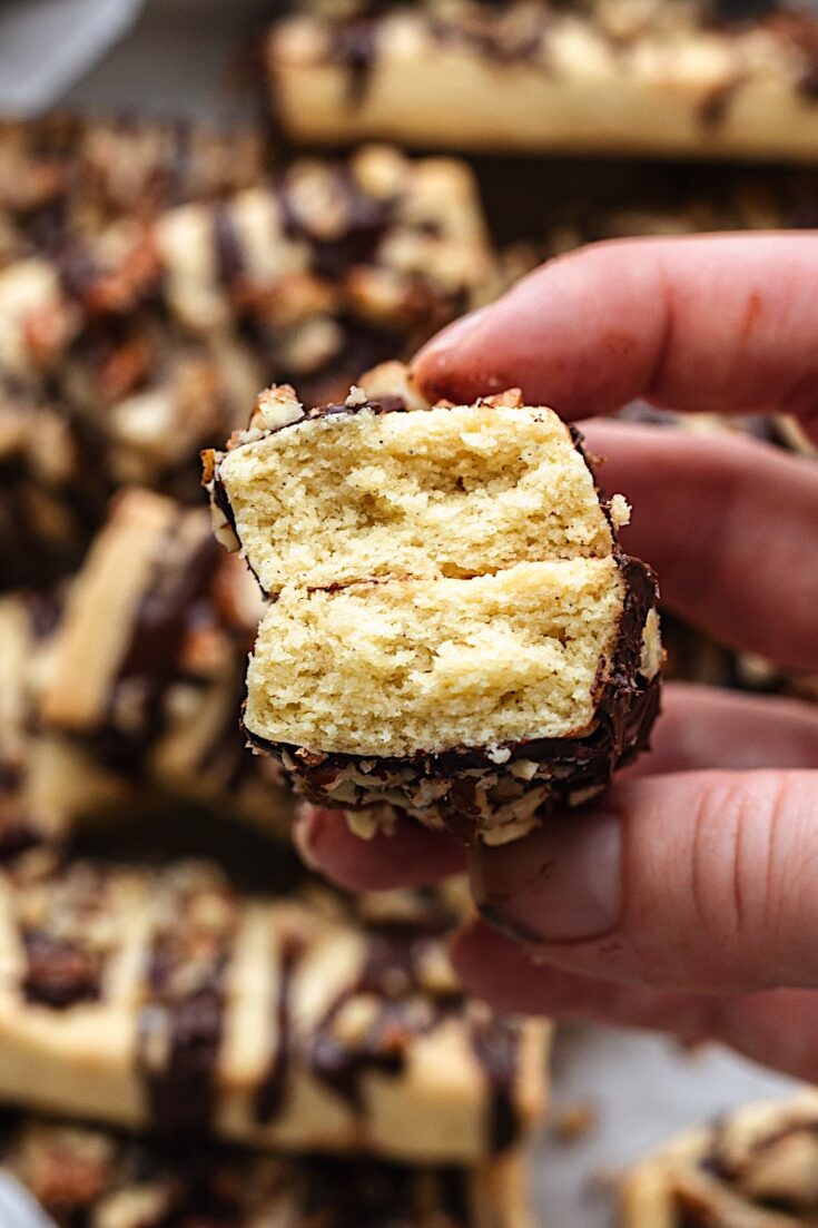 Vanilla Shortbread with Chocolate and Maple Pecans - Cupful of Kale