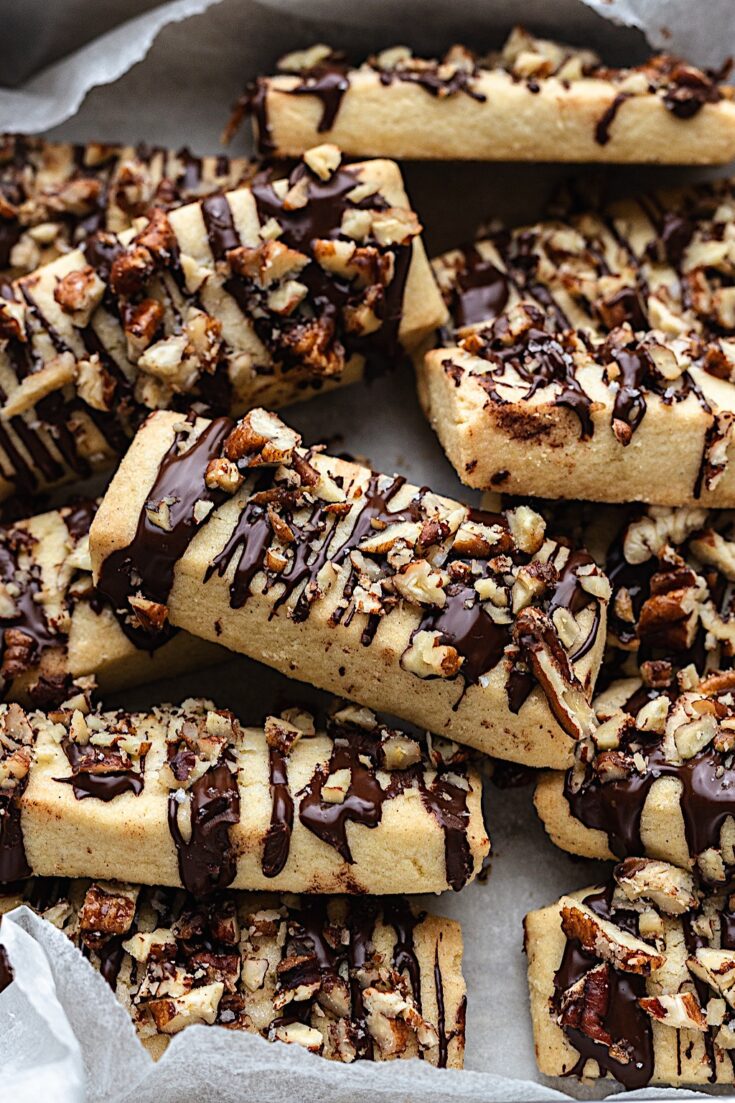 Vanilla Shortbread with Chocolate and Maple Pecans - Cupful of Kale