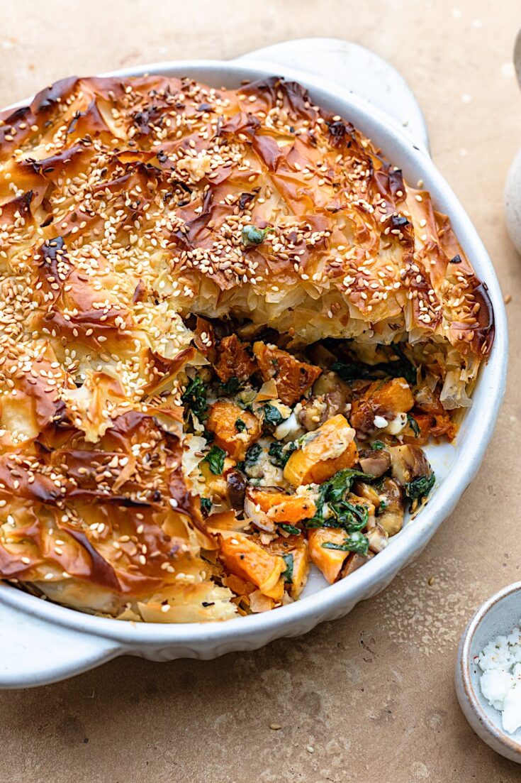 Vegan Butternut Squash, Chestnut, Spinach and Feta Filo Pie - Cupful of ...