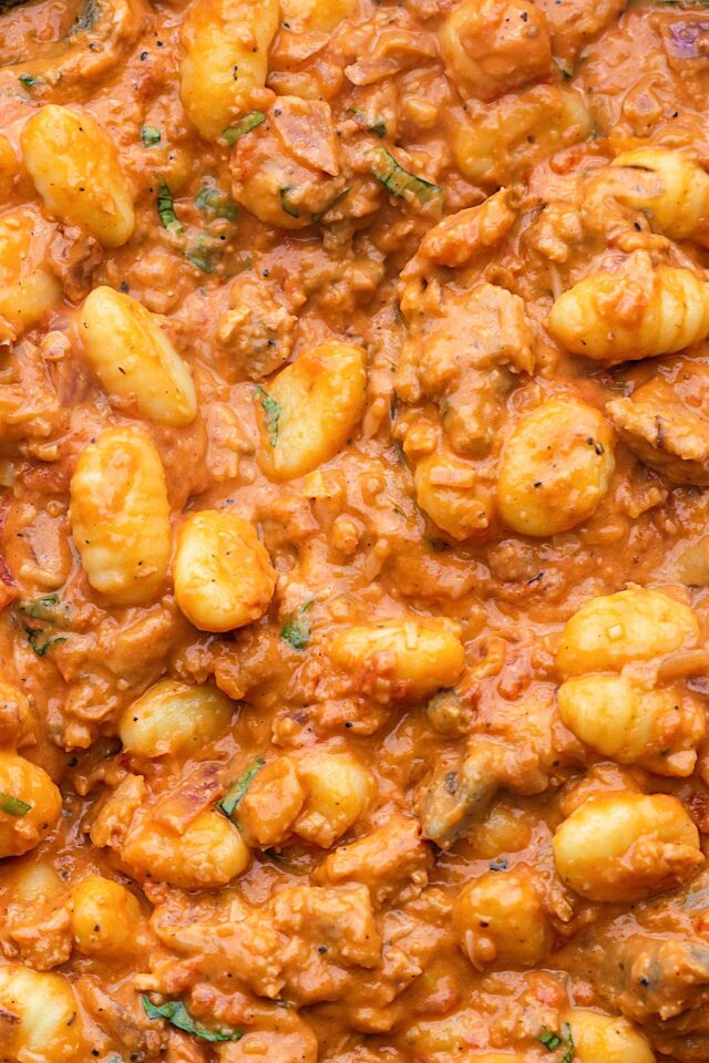 One Pan Creamy Sausage Gnocchi - Cupful of Kale